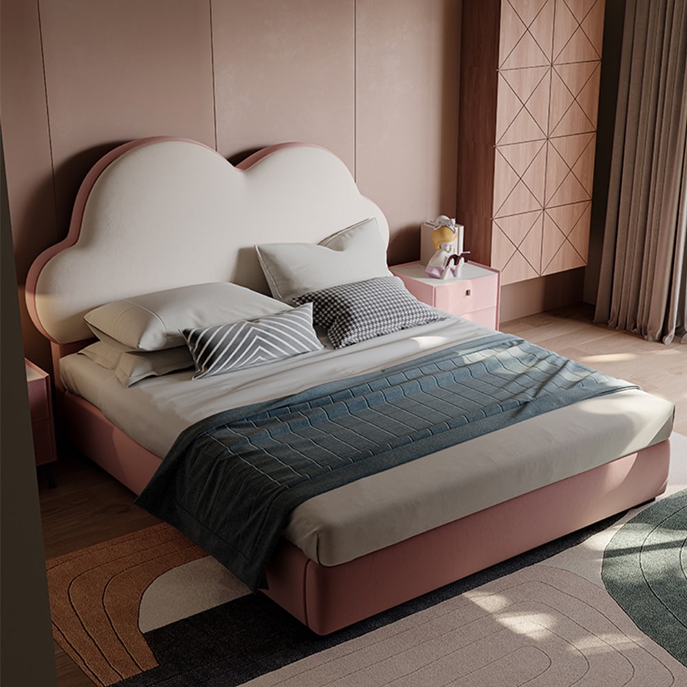 Tanner Velvet Cloud Shaped High Headboard Modern Bed Frame – CASVADA