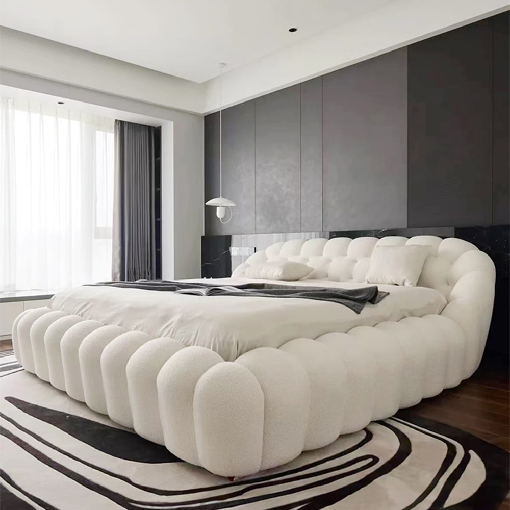 Lora Boucle Bubble Headboard Upholstered Bed Frame – CASVADA