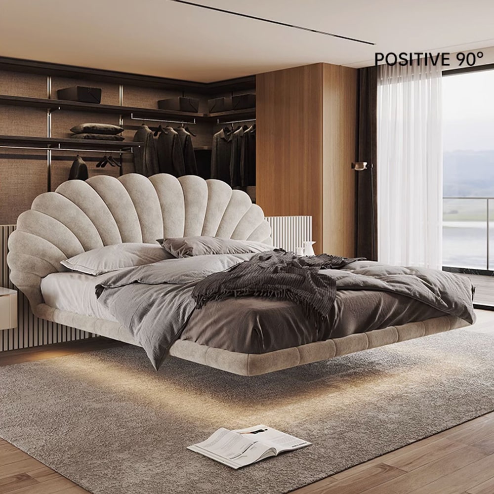 Aldrich Velvet Curved Headboard Luxury Floating Bed Frame – CASVADA