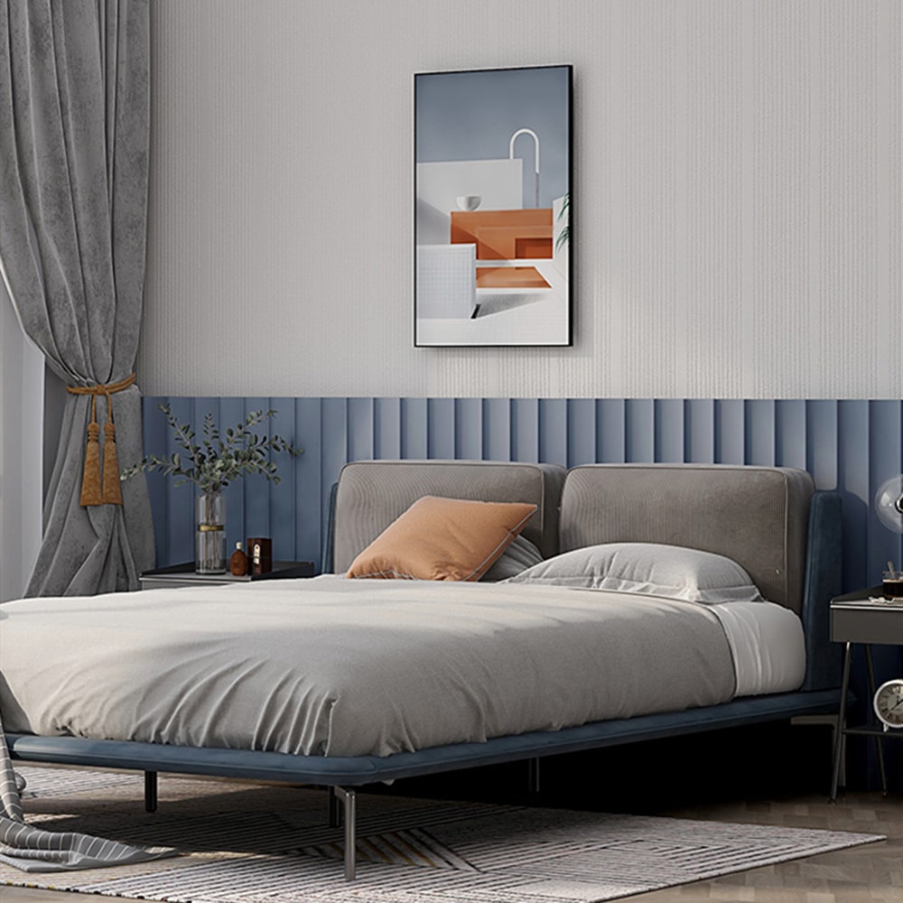 Darin Microfiber Leather+Corduroy Bed Frame – CASVADA