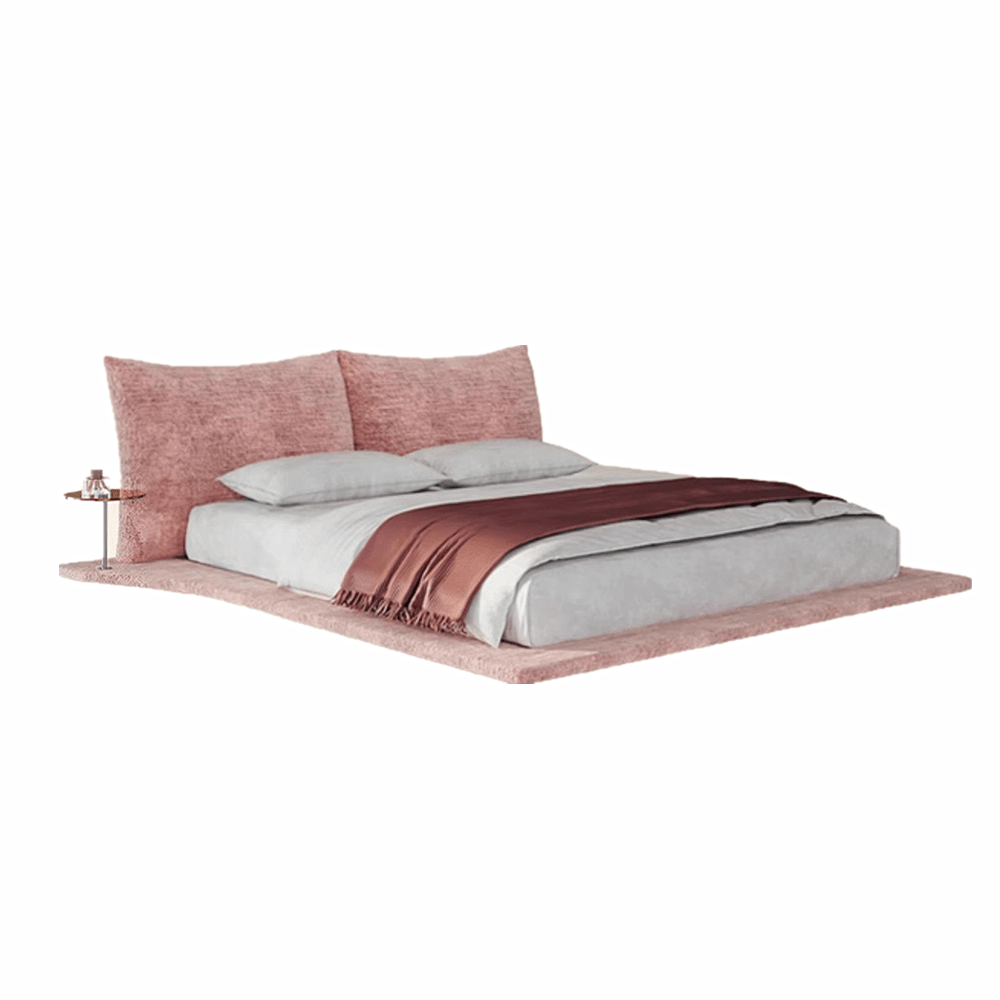 Amina Chenille Flannel Upholstered Headboard Luxury Floating Bed Frame ...