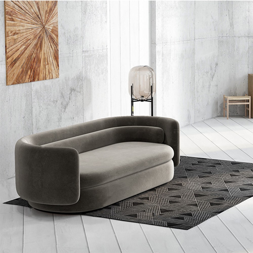 Aria Velvet 3-Seater Sofa Round Shaped Arm Couch – CASVADA