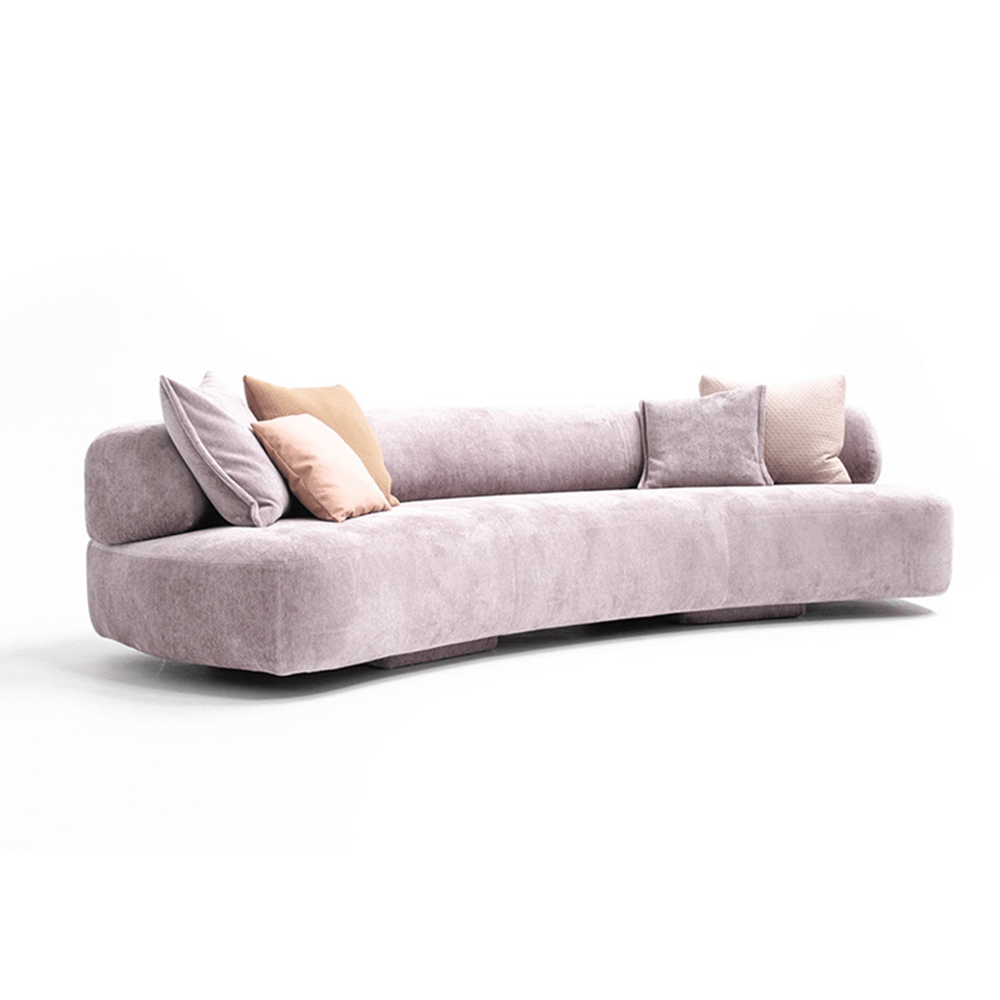 Arturo Chenille Flannel Curved Shaped Modern 4-Seater Sofa Luxury Rece ...