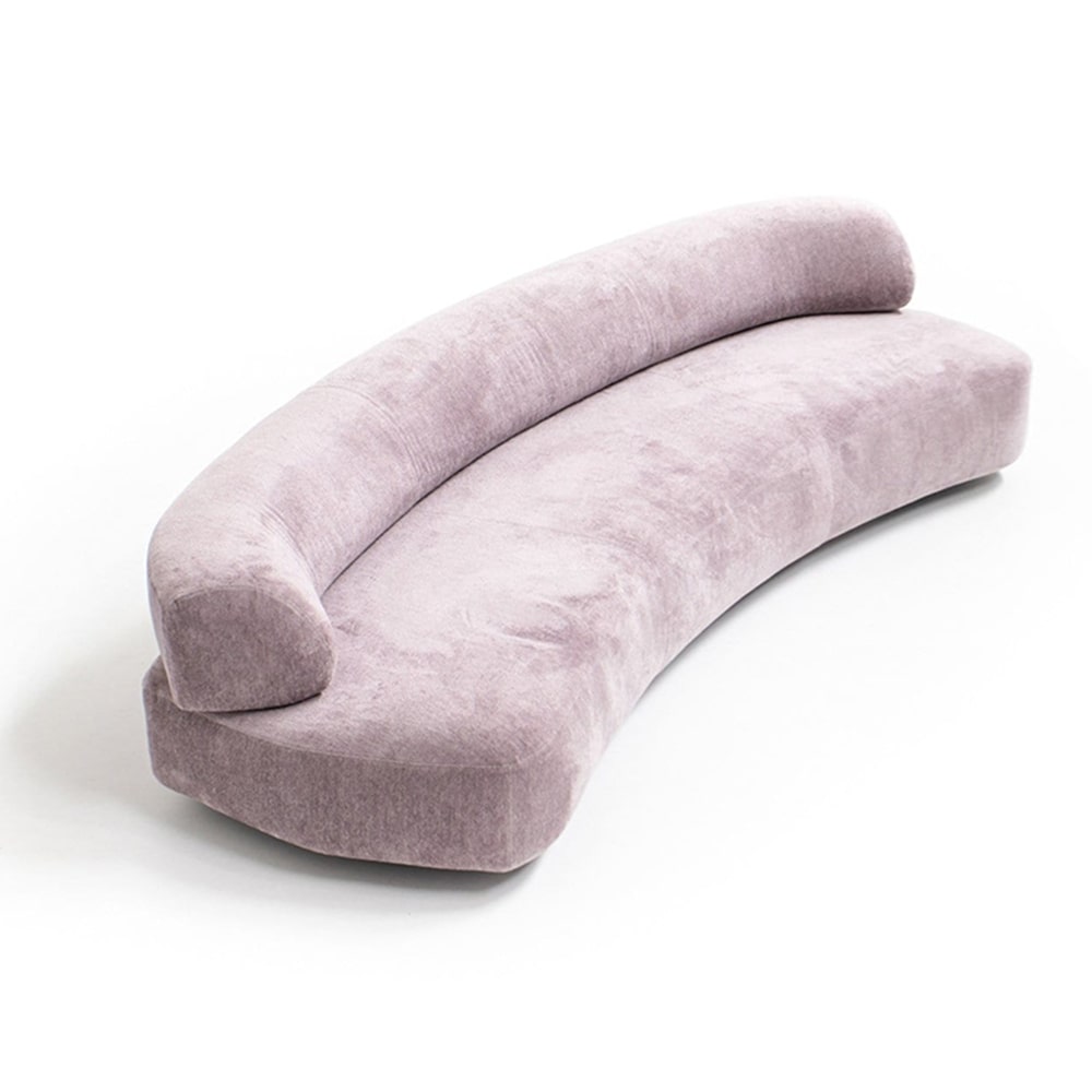 Arturo Chenille Flannel Curved Shaped Modern 4-Seater Sofa Luxury Rece ...
