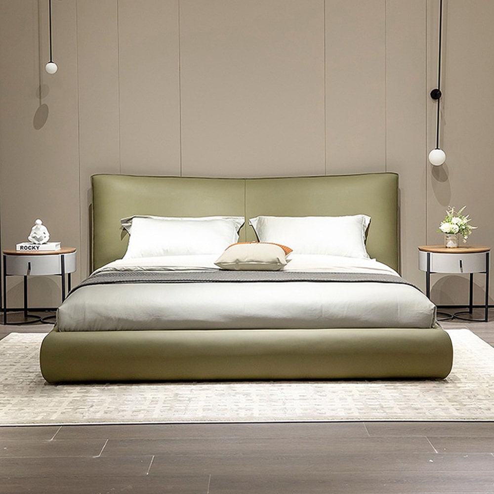 Barnett Wide Upholstered Headboard Suede Fabric Modern Bed Frame – CASVADA