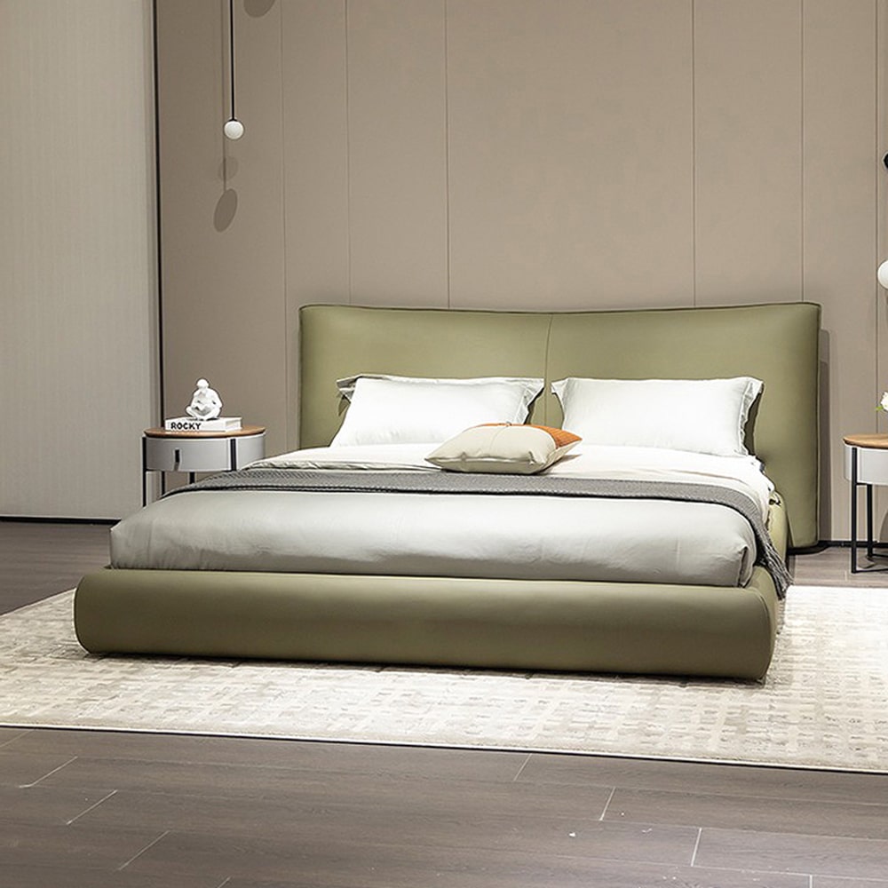 Barnett Wide Upholstered Headboard Suede Fabric Modern Bed Frame – CASVADA
