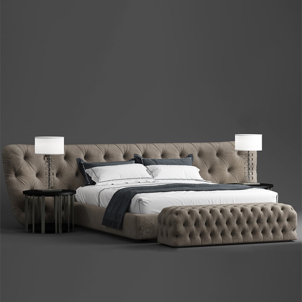 Bossanova Velvet Fabric Wide Headboard Luxury Bed Frame – CASVADA