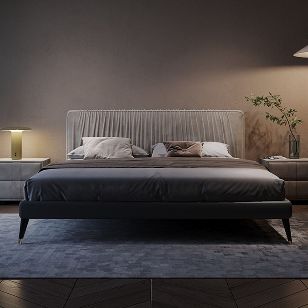 Beagan Microfiber Leather+Suede Fabric Modern Bed Frame – CASVADA