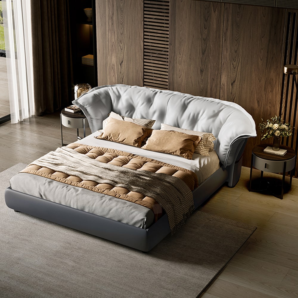 Benson Calf Leather Wide Headboard Bed Frame – CASVADA