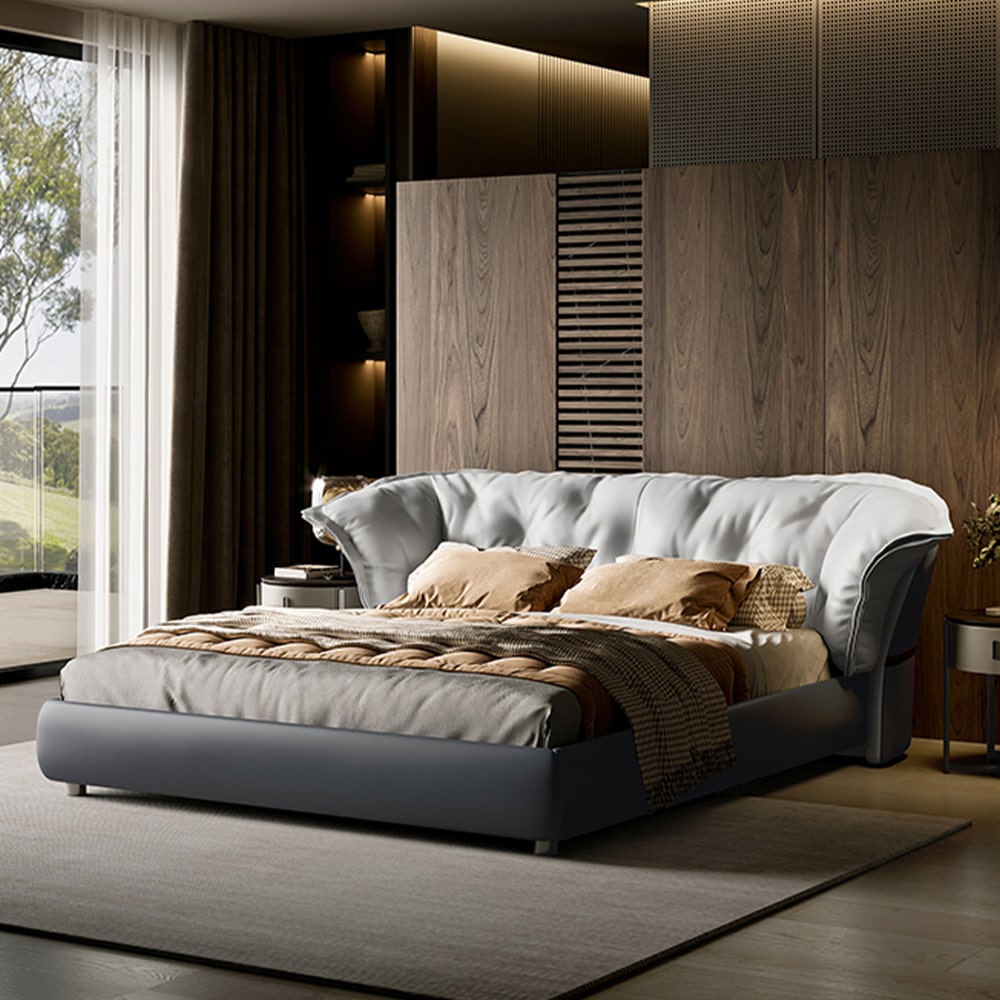 Benson Calf Leather Wide Headboard Bed Frame – CASVADA