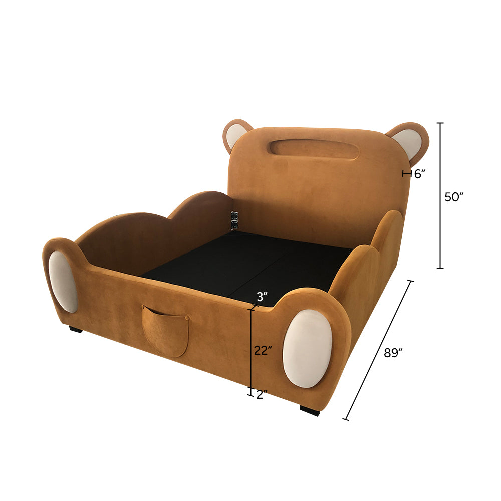 Blaire Velvet Cute Bear Shaped Modern Bed Frame – CASVADA