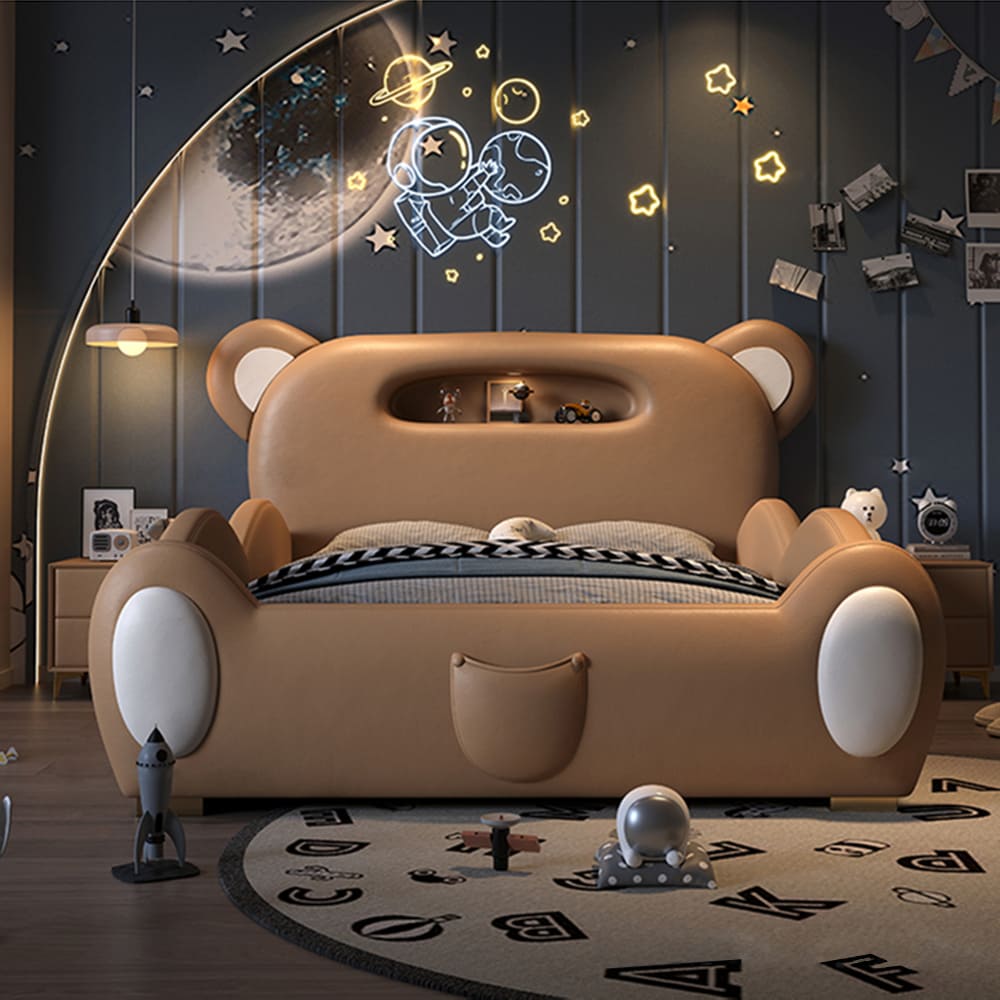 Blaire Velvet Cute Bear Shaped Modern Bed Frame – CASVADA