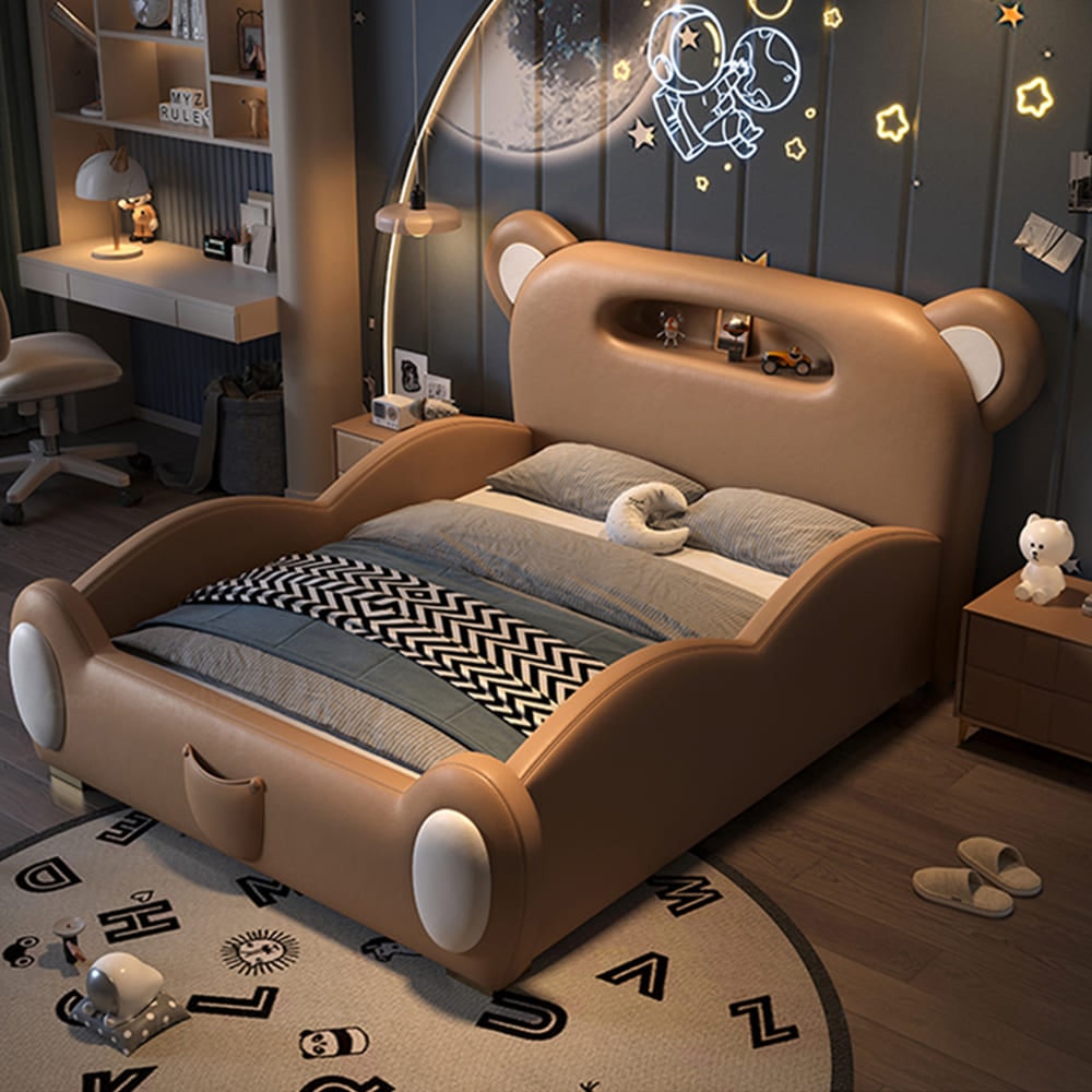 Blaire Velvet Cute Bear Shaped Modern Bed Frame – CASVADA