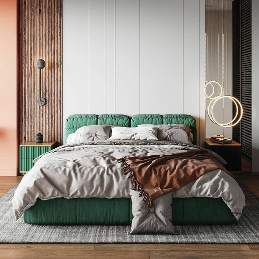 Bowyn Suede Fabric Modern Simple Upholstered Bed Frame – CASVADA