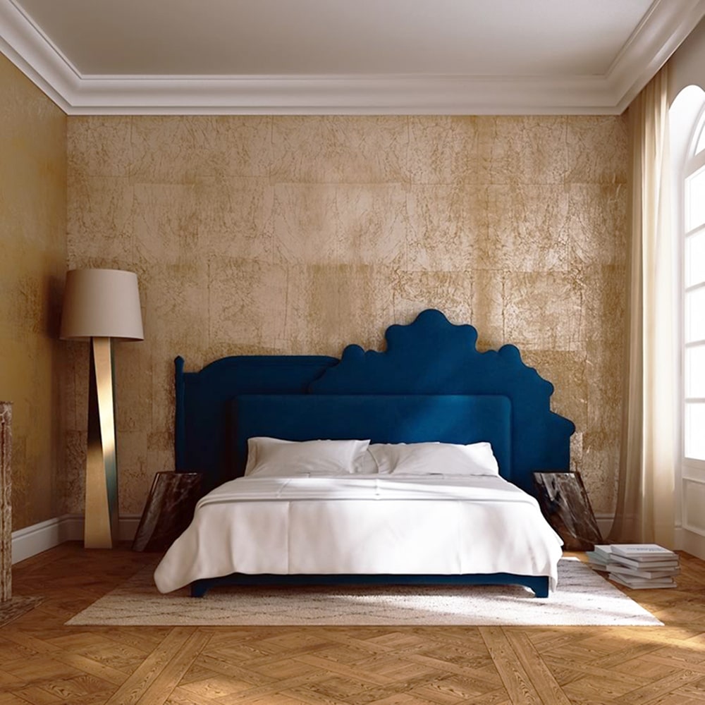 Brett Suede Fabric Special Design Headboard Modern Luxury Bed Frame ...