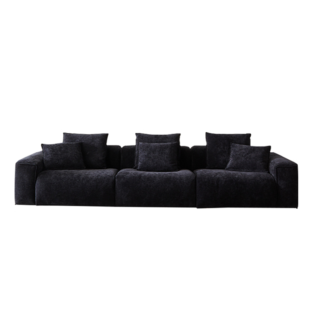 Bronco Blue Chenille Flannel Luxury 4 Seater Sofa Modern 3-Piece Arm C ...