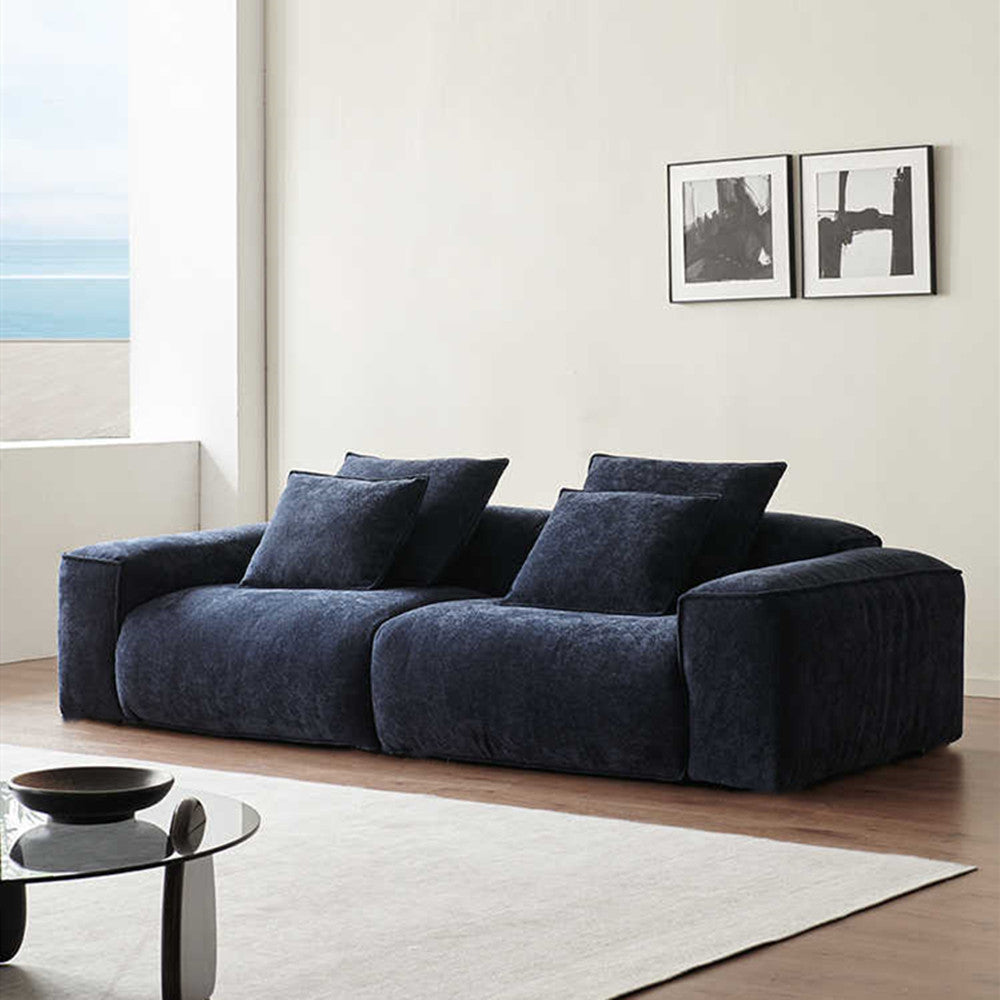 Bronco Blue Chenille Flannel Luxury 3 Seater Sofa Modern 2-Piece Couch ...