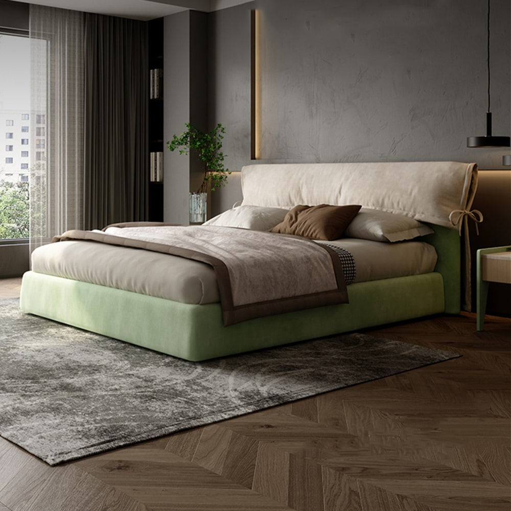 Caelan Modern Suede Fabric Upholstered Headboard Bed Frame – CASVADA