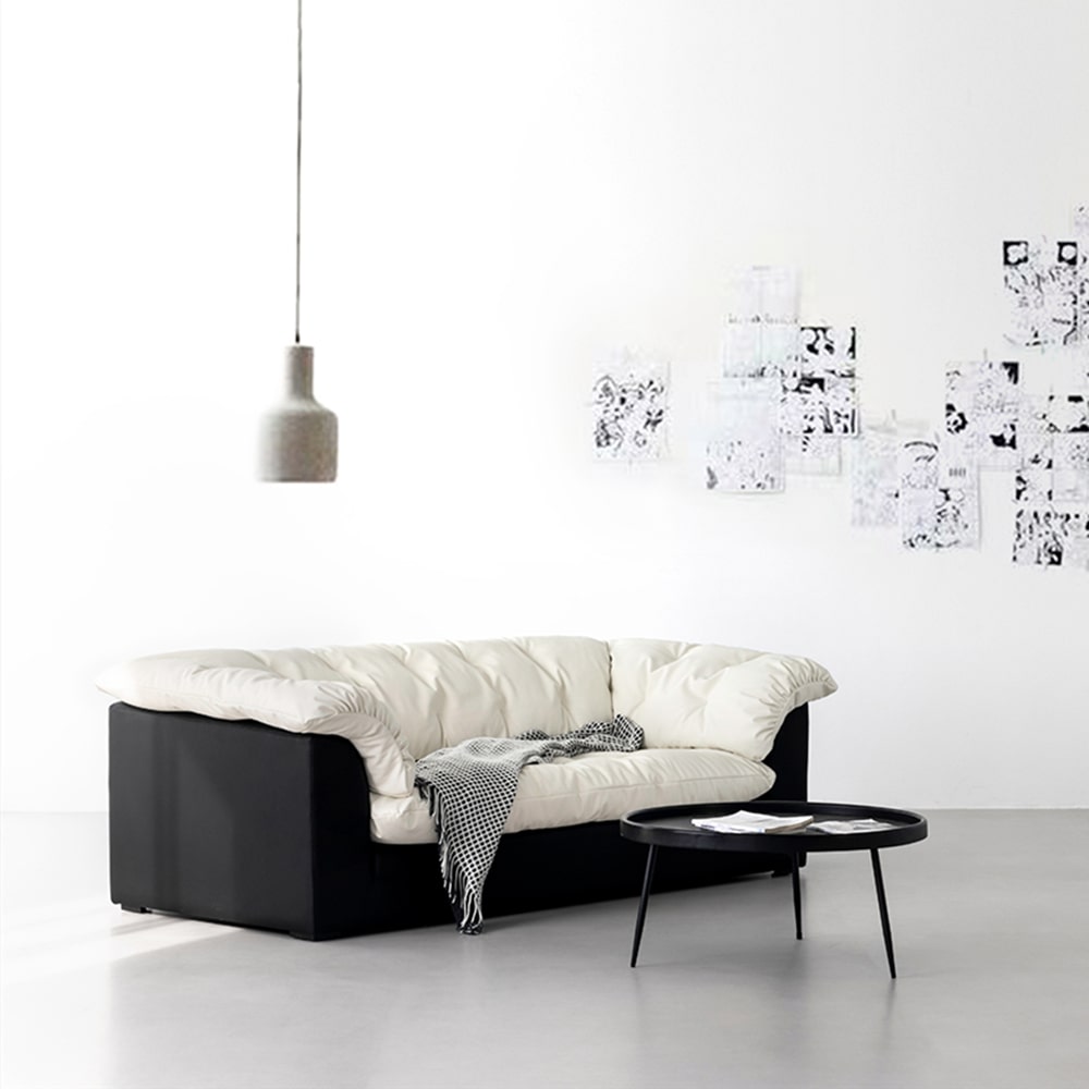 Caton Black+White Boucle 3 Seater Sofa Minimalist Couch – CASVADA