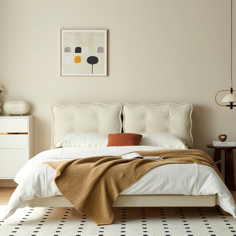 Chalice Boucle Modern Floating Bed Frame With Cushion – CASVADA