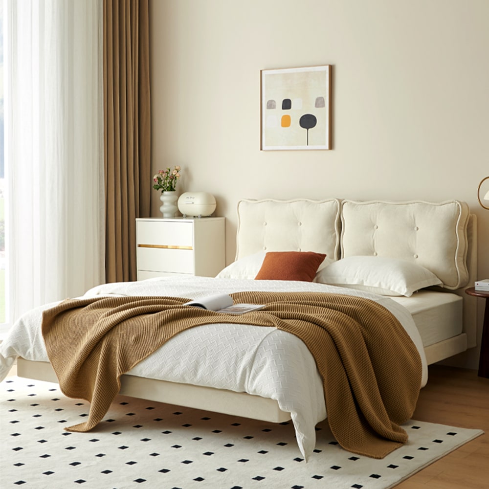 Chalice Boucle Modern Floating Bed Frame With Cushion – CASVADA