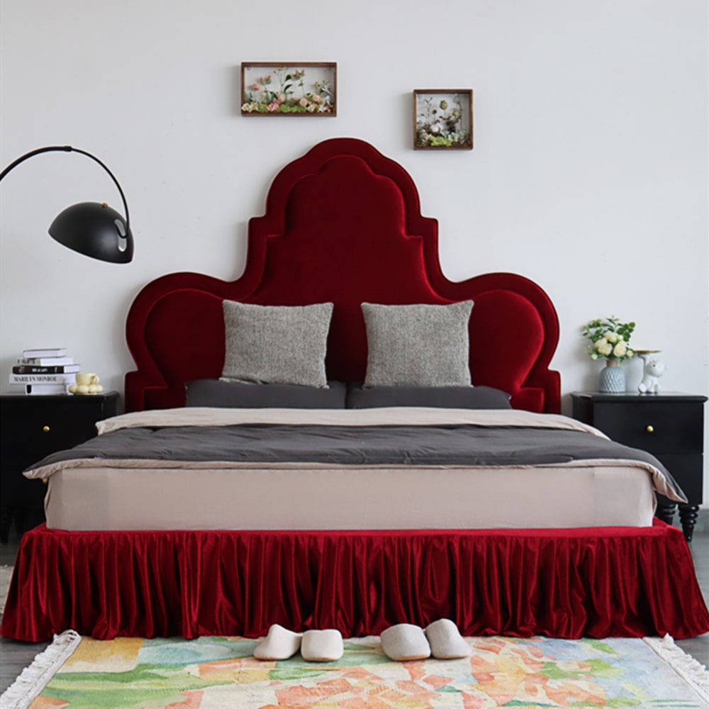 Ciel Velvet High Headboard Vintage Luxury Bed Frame – CASVADA