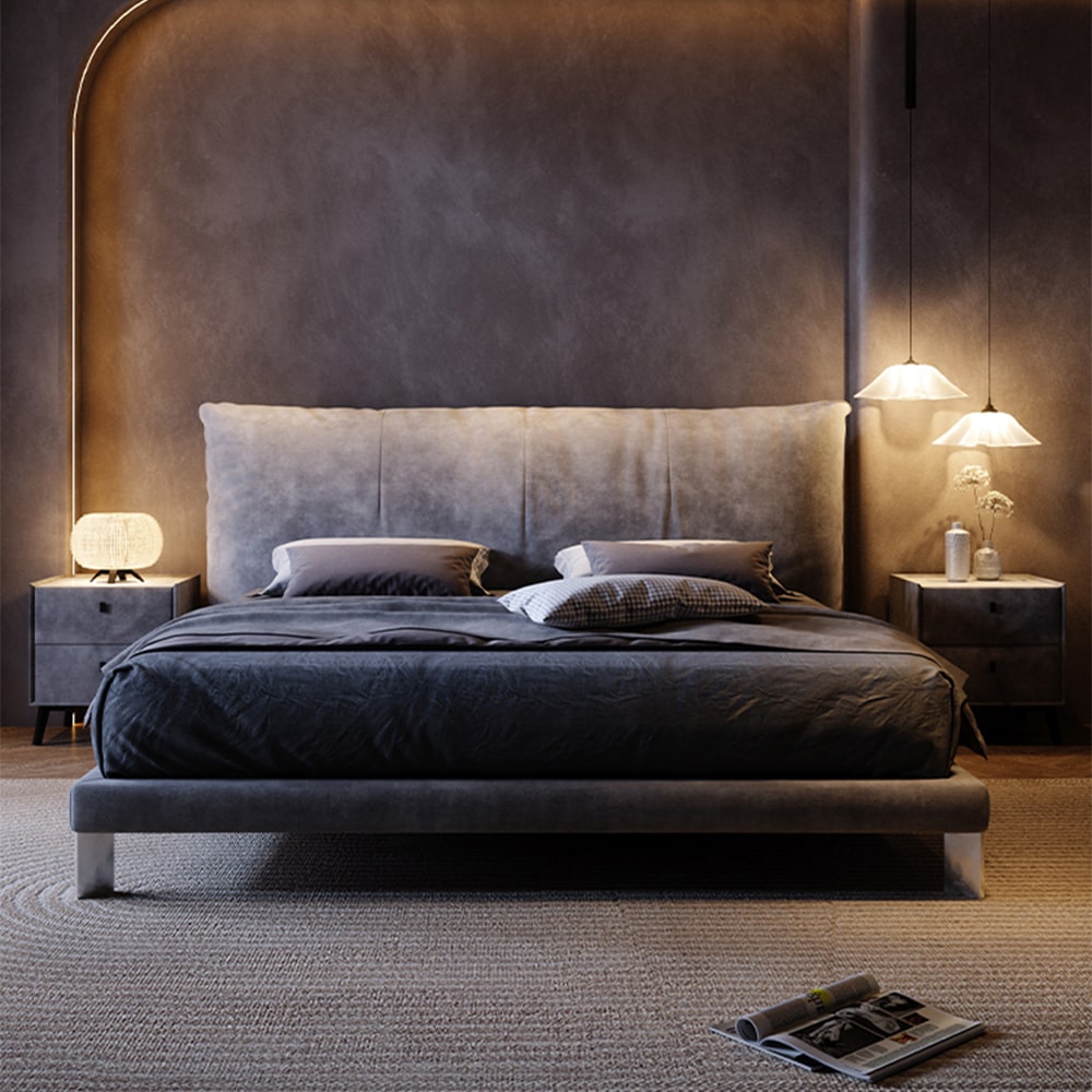 Circa Suede Fabric Modern Upholstered Bed Frame – CASVADA