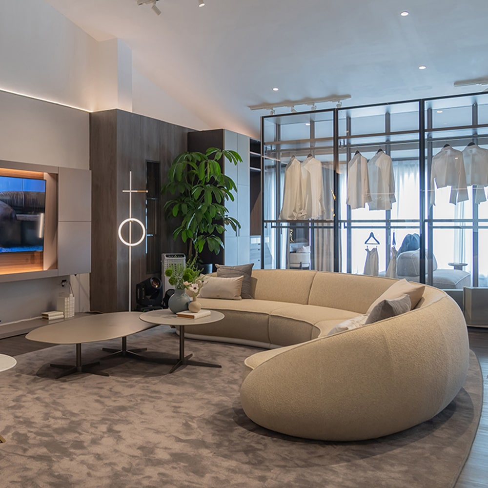 Emlen Matte Technical Cloth Curved 4 Seater Sofa White Couch – CASVADA