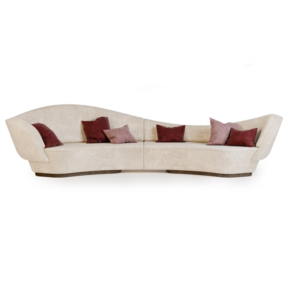 Farai Matte Technical Cloth Shaped Luxury 2-Pieces Arm Sofa Reception ...