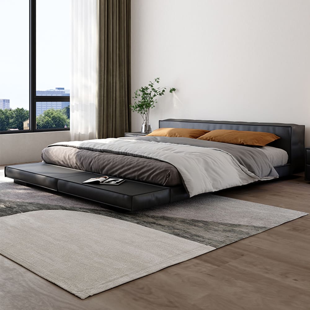 Jerome Calf Leather Low Headboard Bed Frame – CASVADA