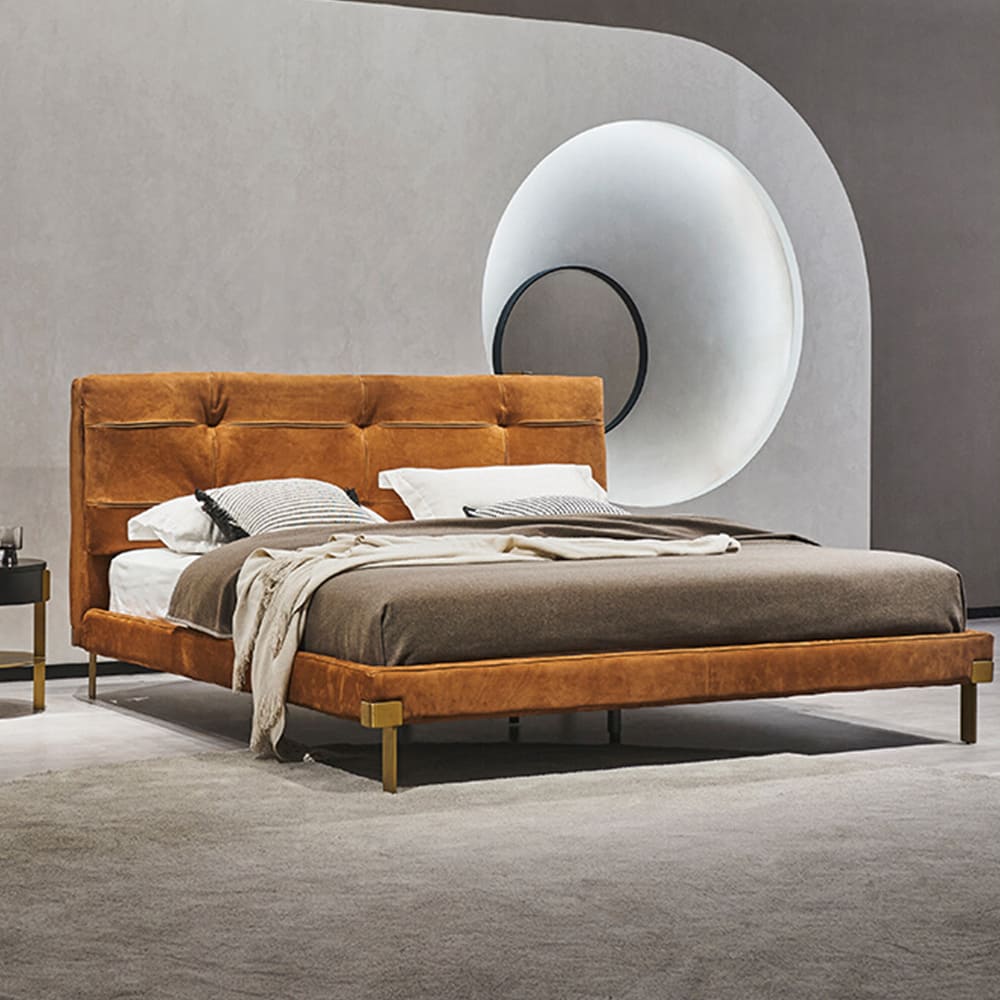 Kelly Suede Fabric Bed Frame With Steel Legs – CASVADA