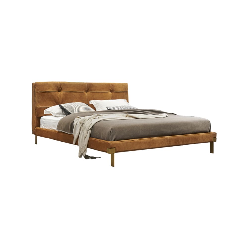 Kelly Suede Fabric Bed Frame With Steel Legs – CASVADA