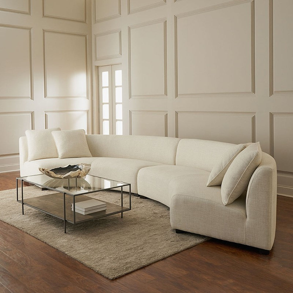 Bernice Beige Boucle Round Shaped Multi Seater Sofa Sectional Couch ...