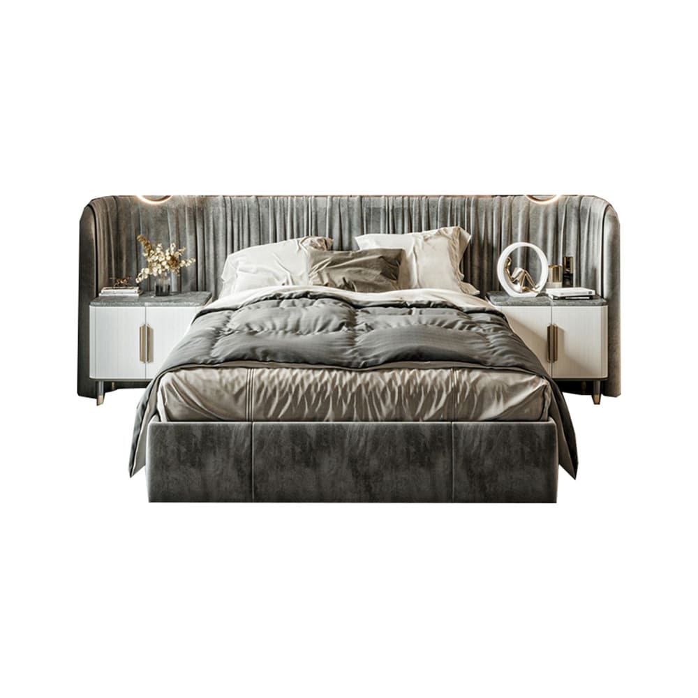 Sammy Suede Fabric Wide Headboard Bed Frame – CASVADA