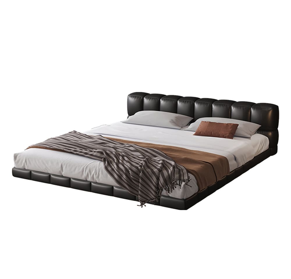 Corolla Calf Leather Grid Headboard Floating Bed Frame – CASVADA