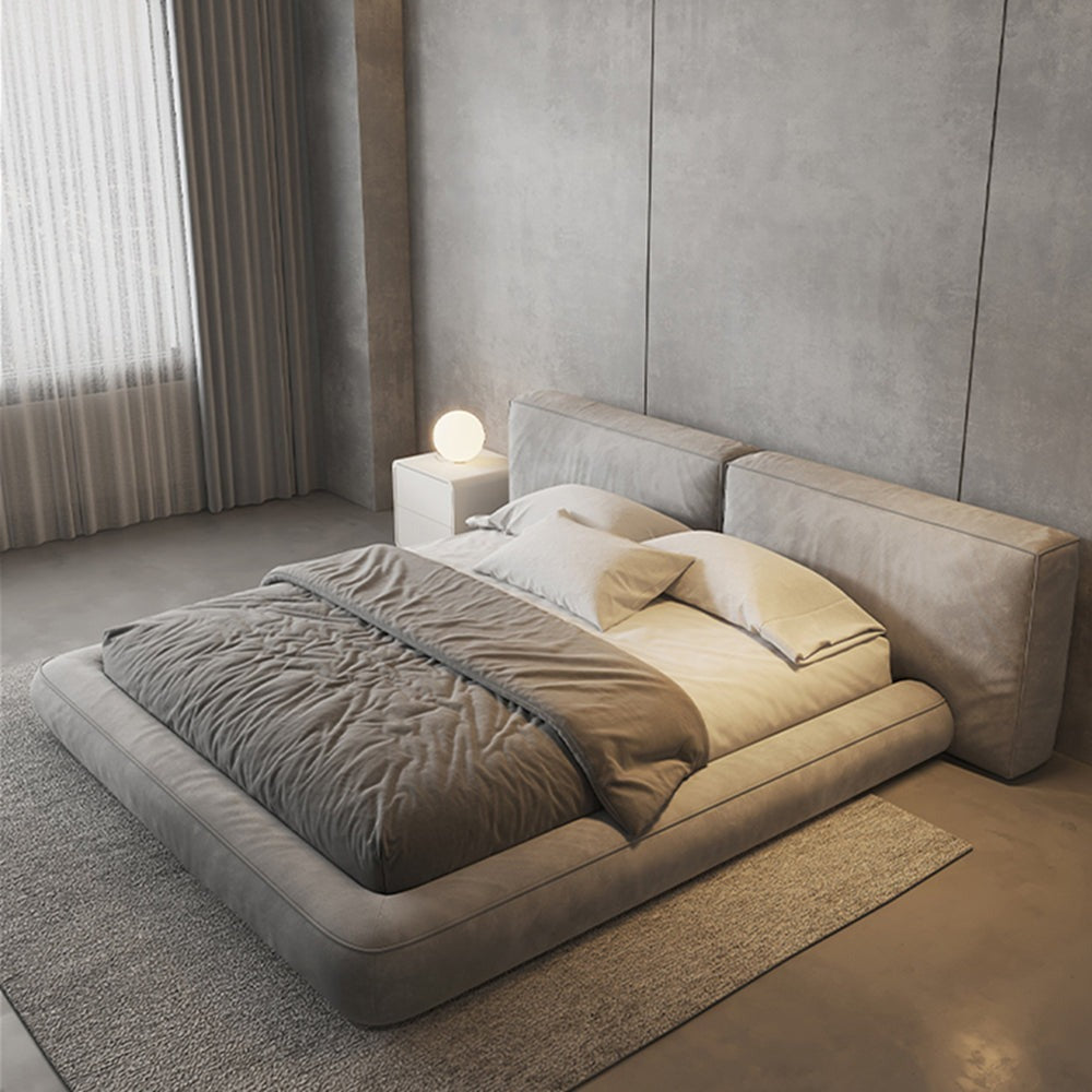 Cullen Suede Fabric Contemporary Minimalist Wide Head Board Bed Frame ...