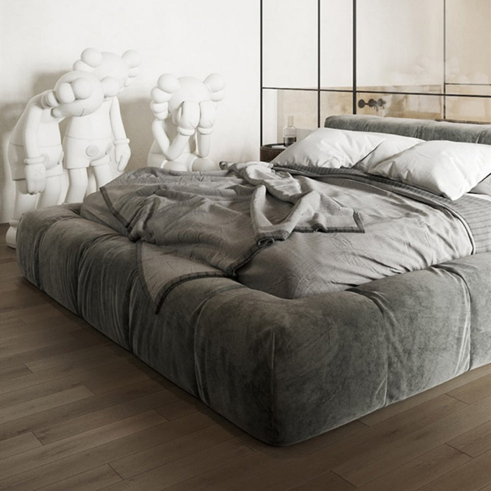 Astrid Velvet Fabric Low Headboard Bed Frame – CASVADA