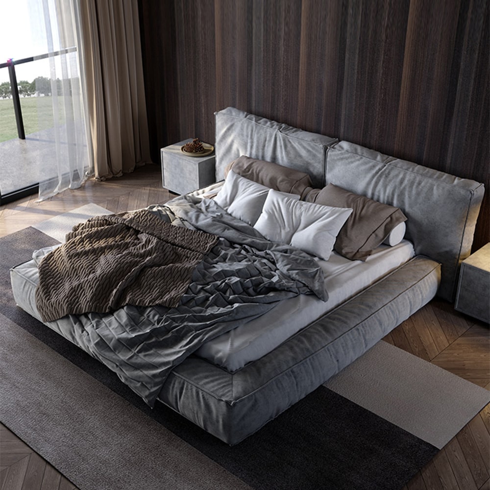 Behitha Suede Fabric Modern Simple Upholstered Bed Frame – CASVADA