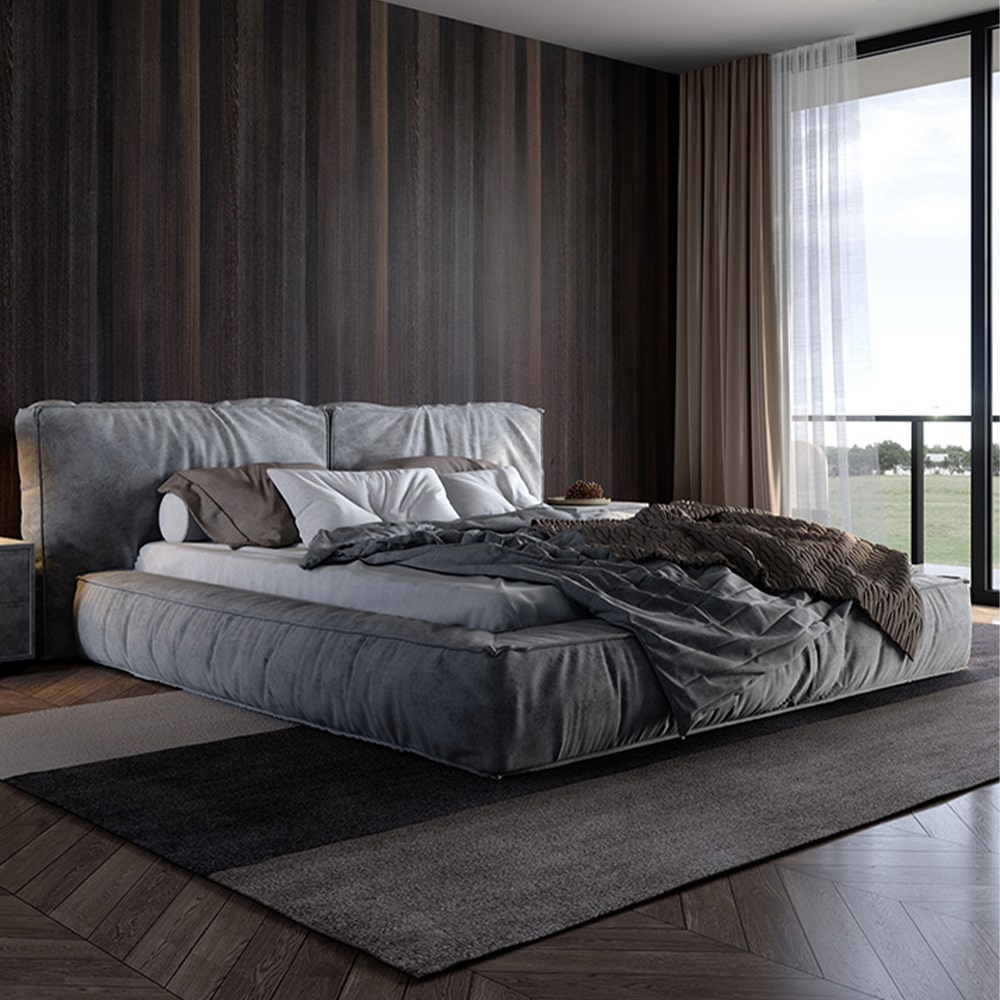 Behitha Suede Fabric Modern Simple Upholstered Bed Frame – CASVADA