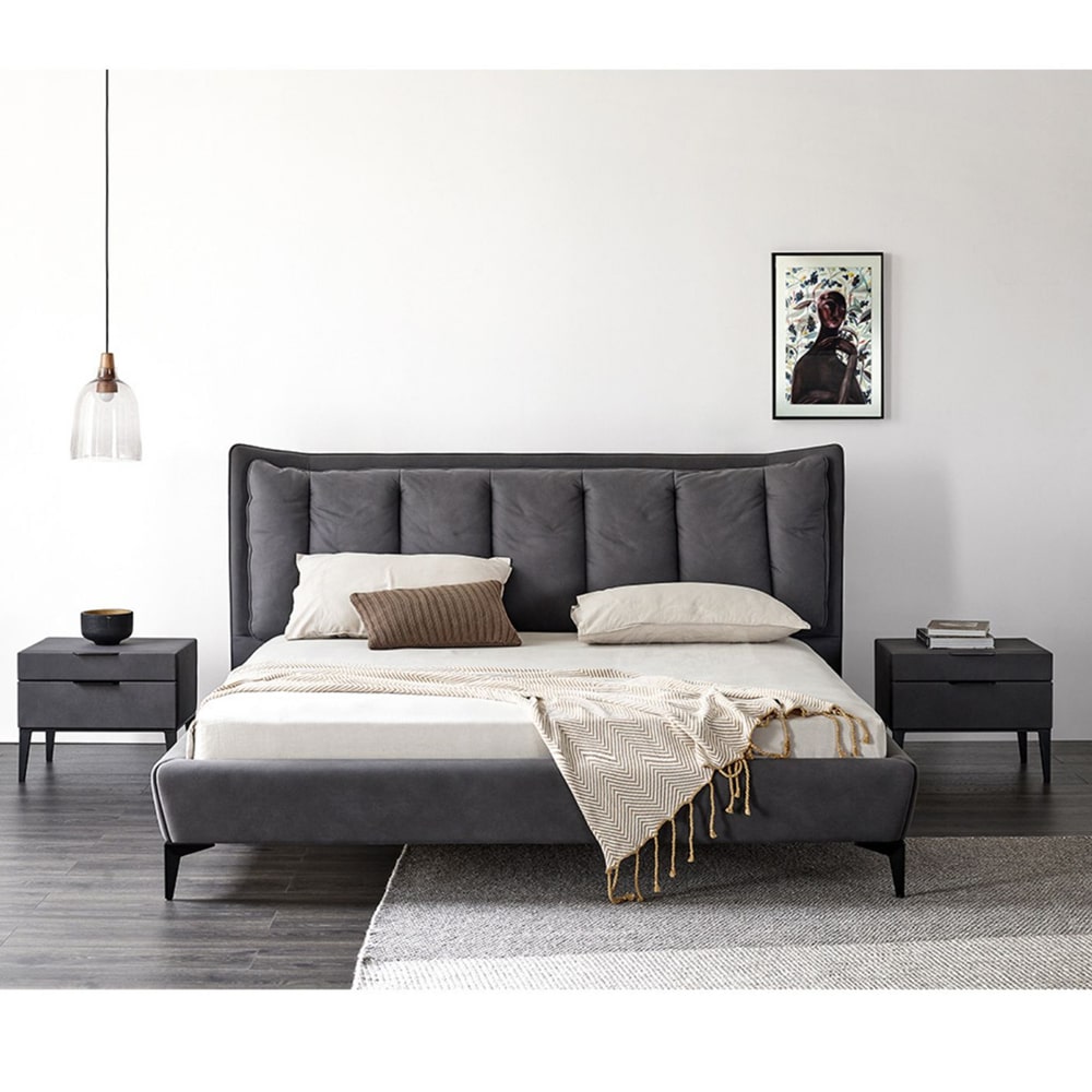Eden Suede Fabric Upholstered Modern Bed Frame – CASVADA