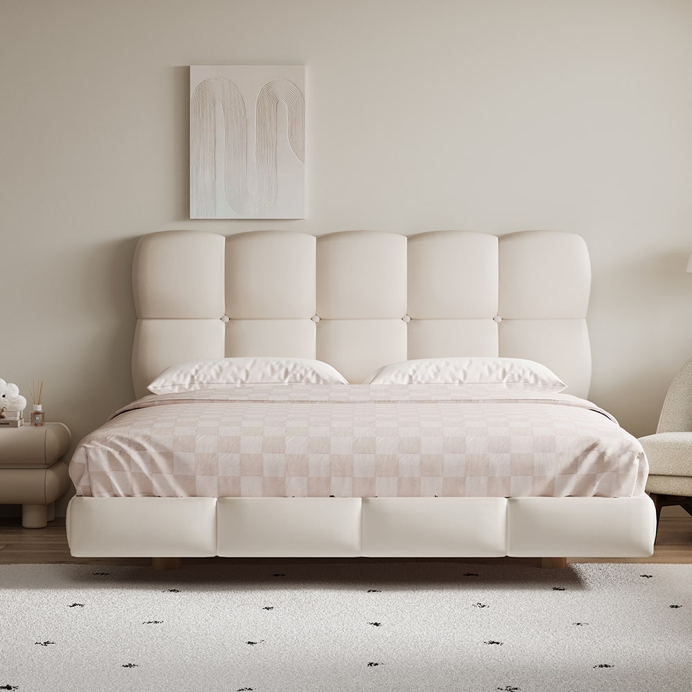 Farren Microfiber Leather Minimalist Floating Bed Frame – CASVADA