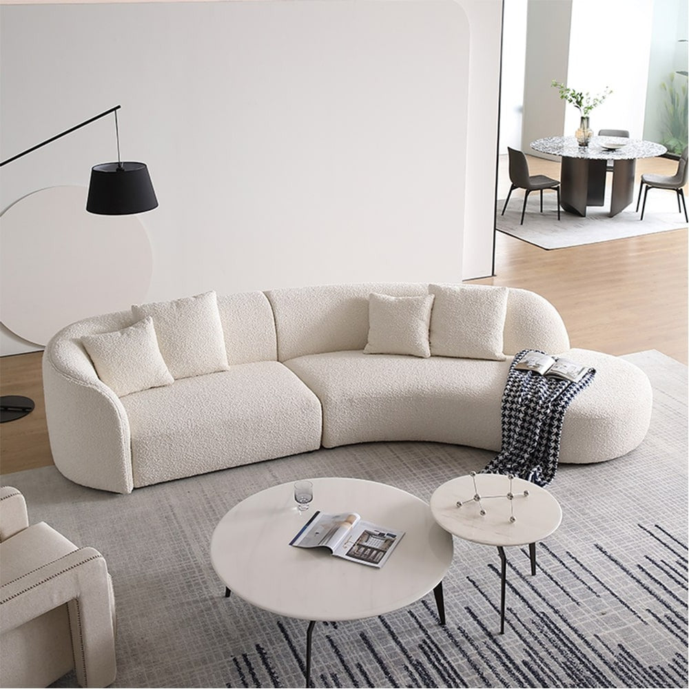 Gene Boucle Round Shaped 4 Seater Sofa Luxury Interior Curved Couch ...