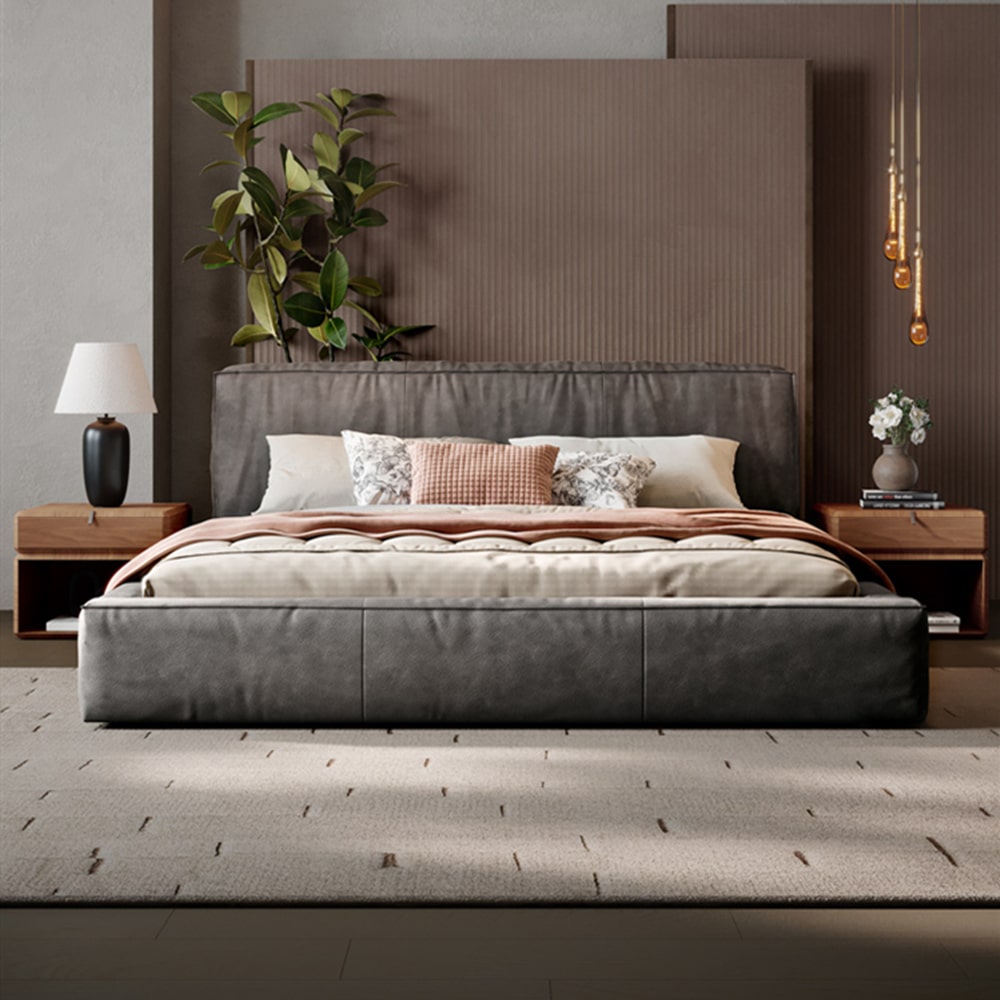 Icnoyotl Suede Fabric Rectangular Headboard Modern Bed Frame – CASVADA