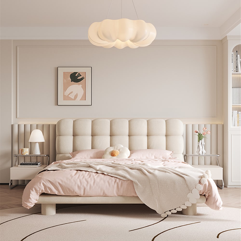 Isra Boucle Puff Upholstered Bed Frame – CASVADA