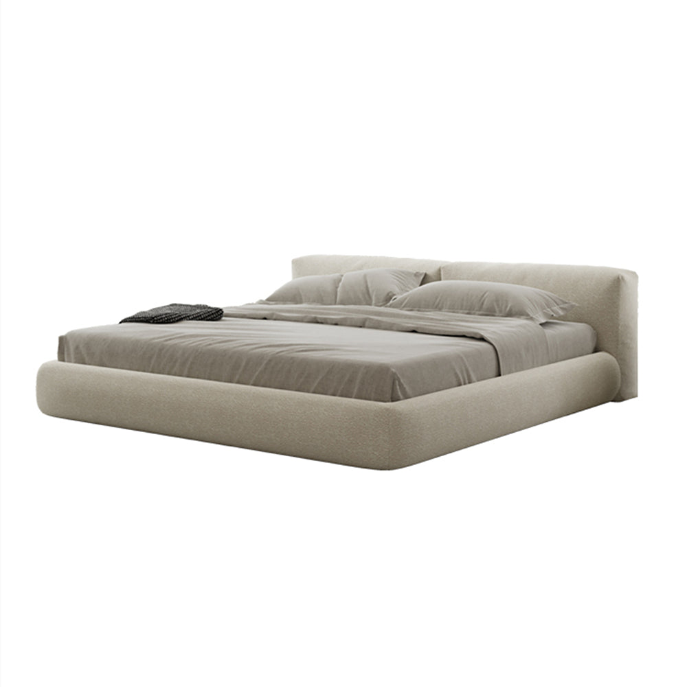 Amos Boucle White Contemporary Rectangular Head Board Bed Frame – CASVADA