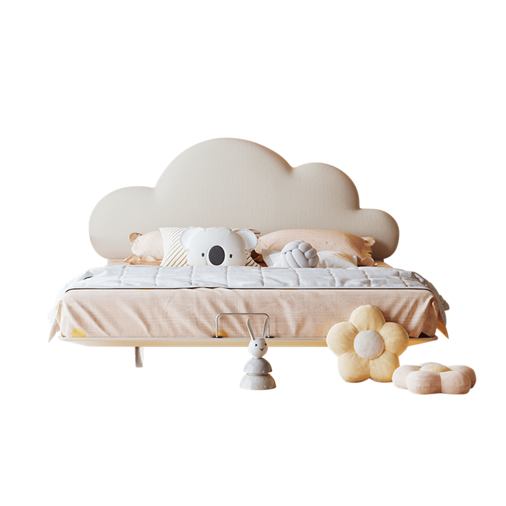 Mayra Cloud Shaped Headboard Boucle Bed Frame with Acrylic Feet – CASVADA