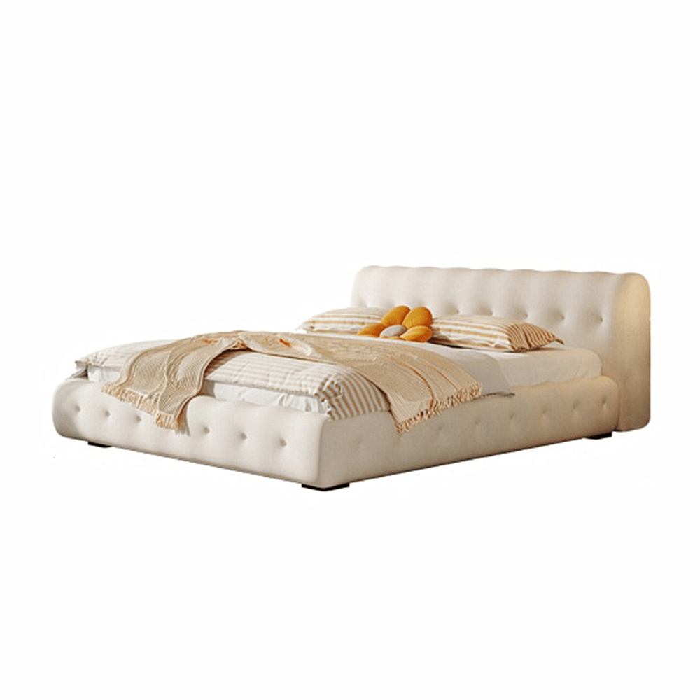 Nigel Boucle Fabric Modern Upholstered Bed Frame – CASVADA
