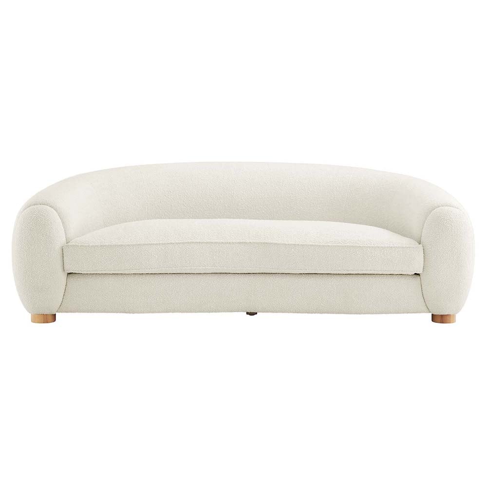 Rocky Boucle Upholstered 3 Seater Arm Sofa Round Shaped Couch – CASVADA
