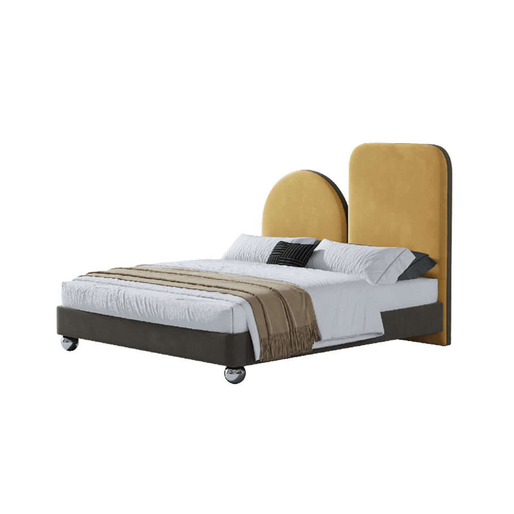 Beecher Velvet Fabric Circle Rounded Rectangle Shaped Headboard Bed Fr ...